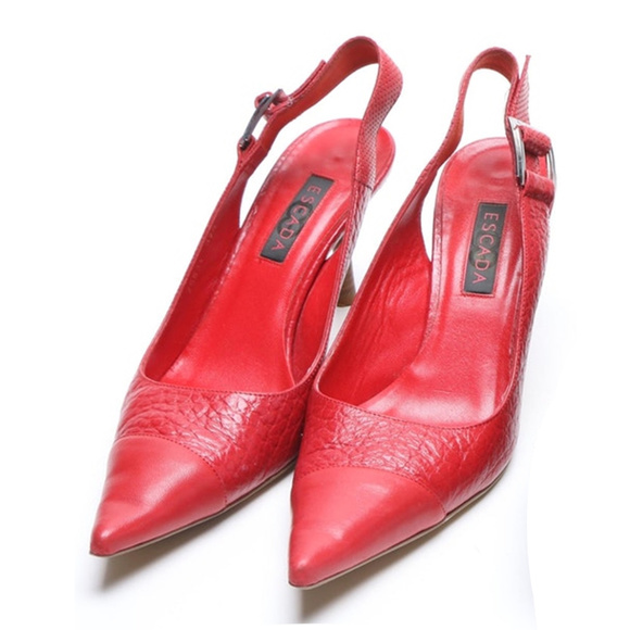 Escada | Shoes | Red Escada Leather Slingback Heels Size 75 | Poshmark